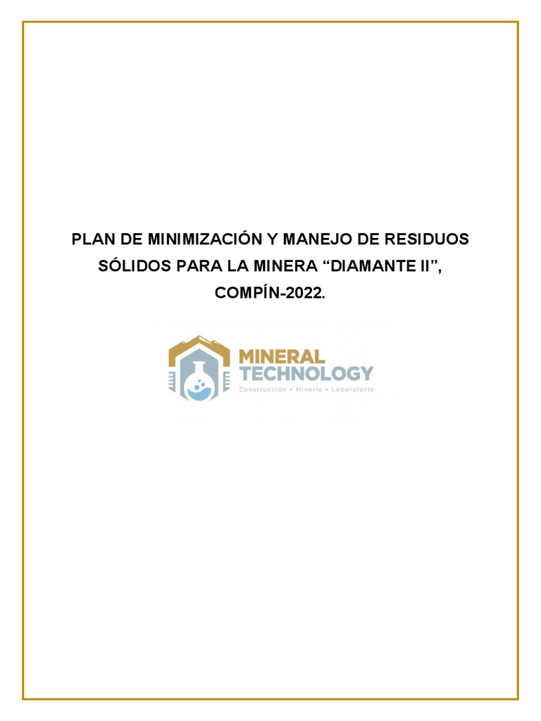 PLAN DE MINIMIZACIÓN Y MANEJO DE RESIDUOS SÓLIDOS - Revisado | PDF | Residuos | Minería