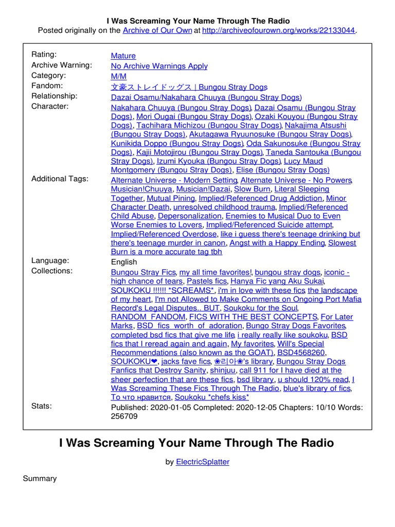 I Was Screaming Your Name Through The Radio | PDF