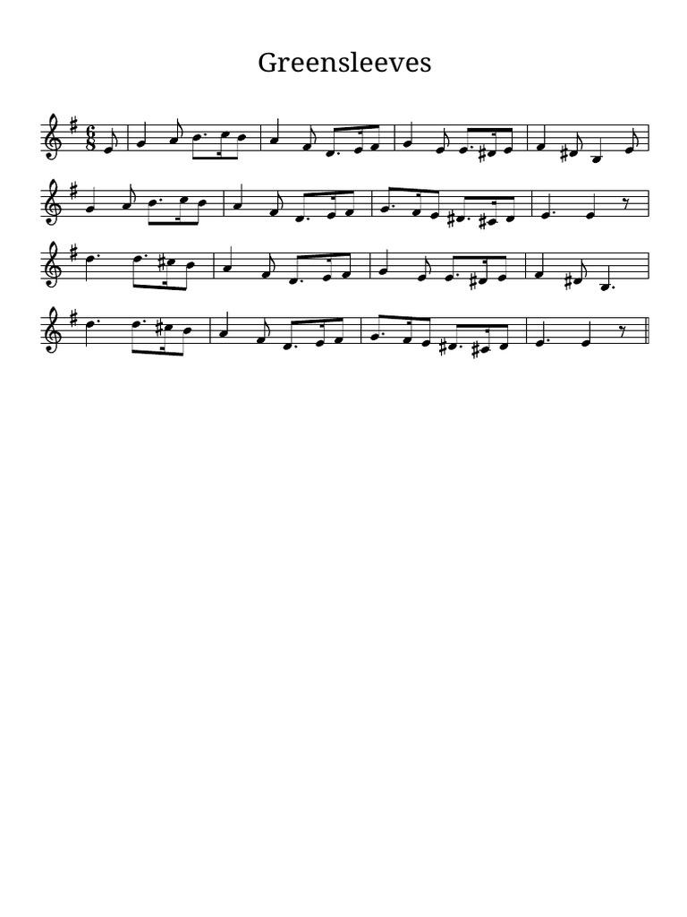Greensleeves (Jig) On The Session | PDF