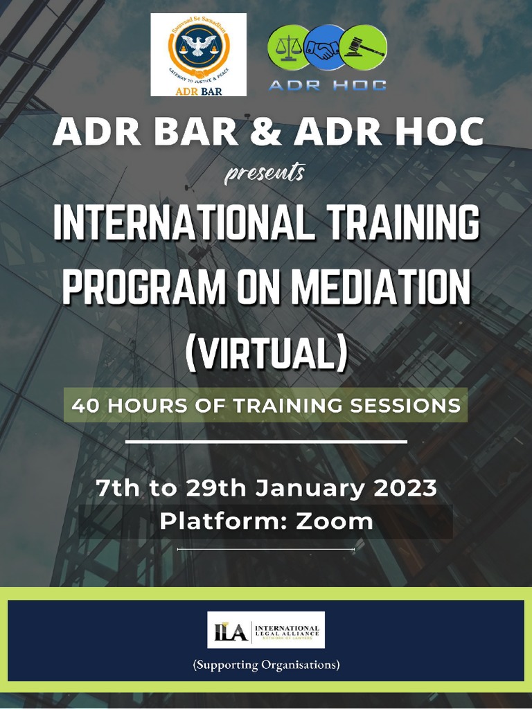 Brochure 2023 Virtual International Training Program On Mediation | PDF ...