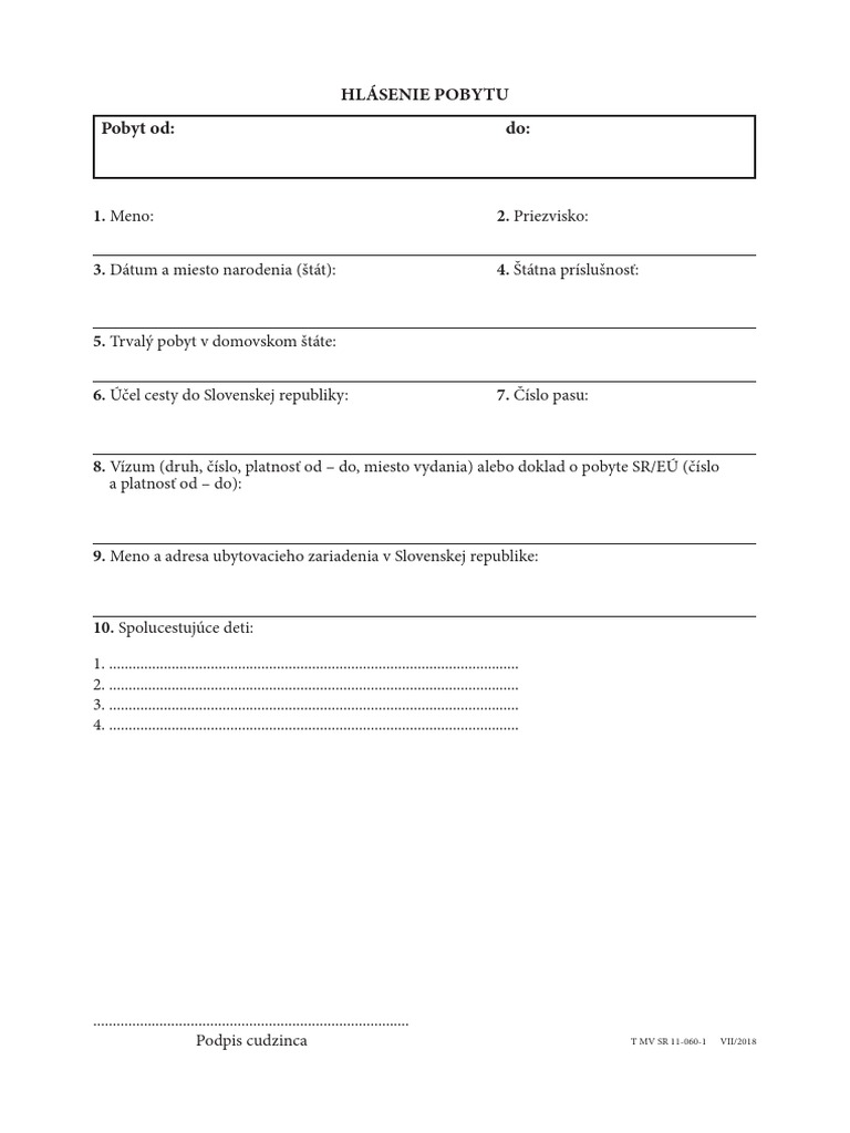 Hlasenie Pobytu SVK | PDF