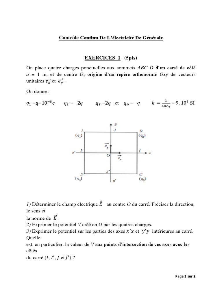 Controle Continu | PDF | Droite (mathématiques) | Physique théorique