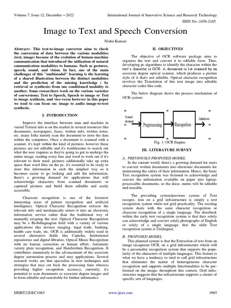 Image To Text and Speech Conversion | PDF | Optical Character Recognition | Image Scanner