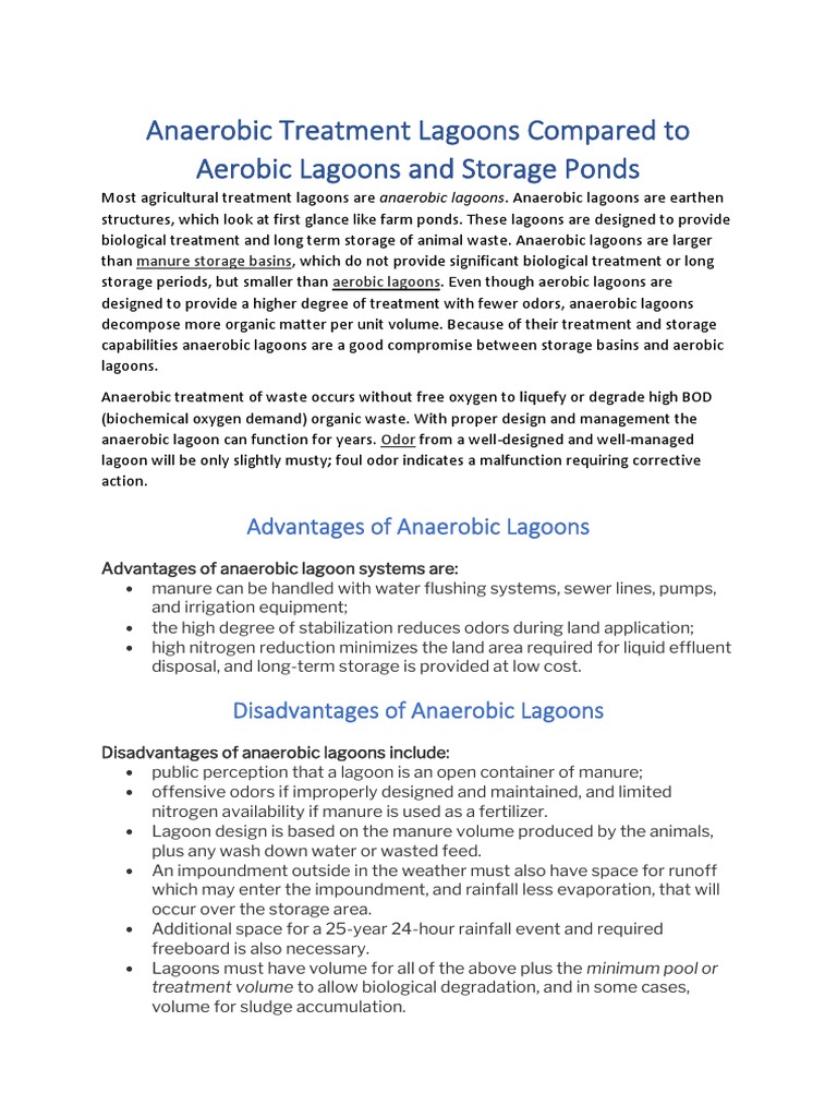 Anaerobic Lagoon Design Overview | PDF | Anaerobic Digestion | Manure