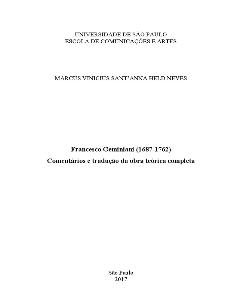 Geminiani: Comentários e Tradução Teórica | PDF | Percepção | Prazer