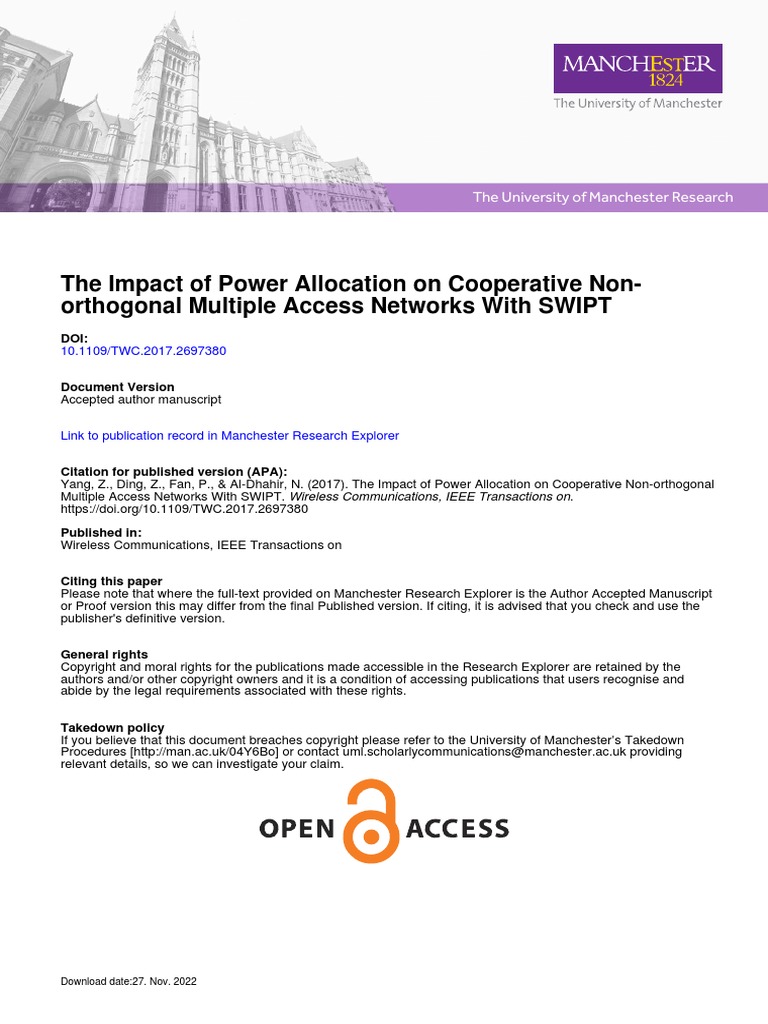 The Impact of Power Allocation On Cooperative Non Orthogonal Multiple Access Networks With SWIPT ...