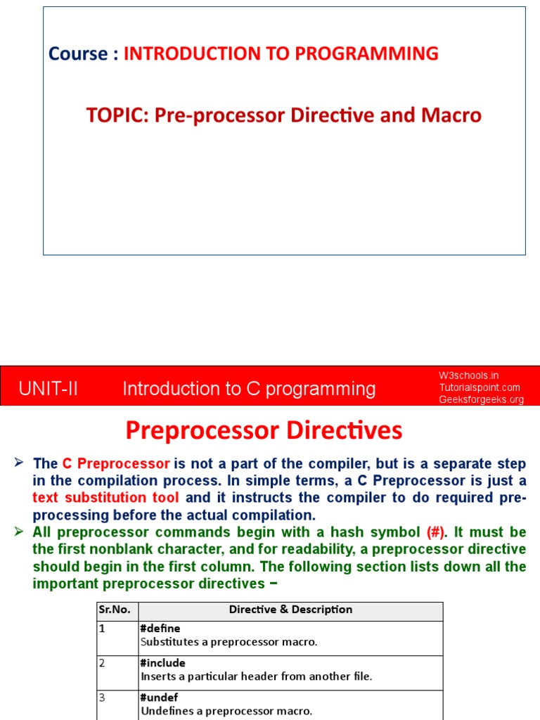 8 Preprocessor Directive and Macro | PDF | Computer Programming | Computing 8 Preprocessor Directive and Macro | PDF | Computer Programming | Computing