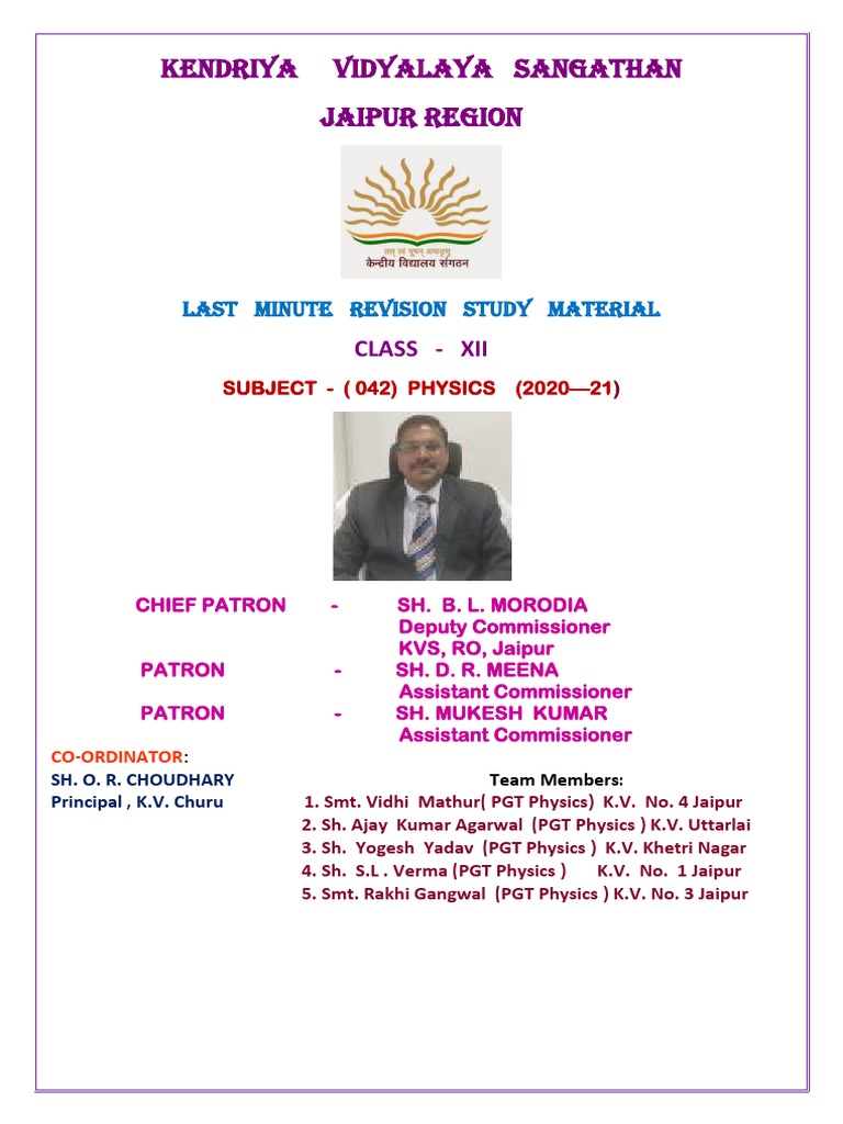 Class 12 Physics Revision Guide | PDF | Electromagnetic Induction | Magnetic Field