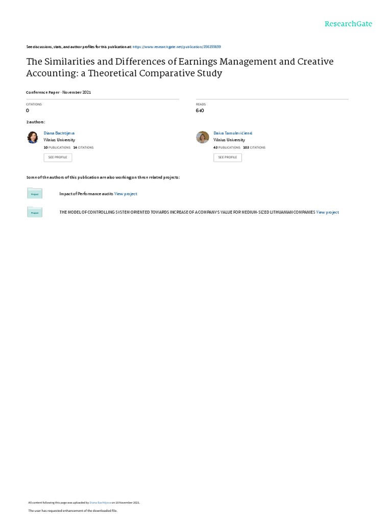 The Similarities and Differences of Earnings Management and Creative Accounting: A Theoretical ...