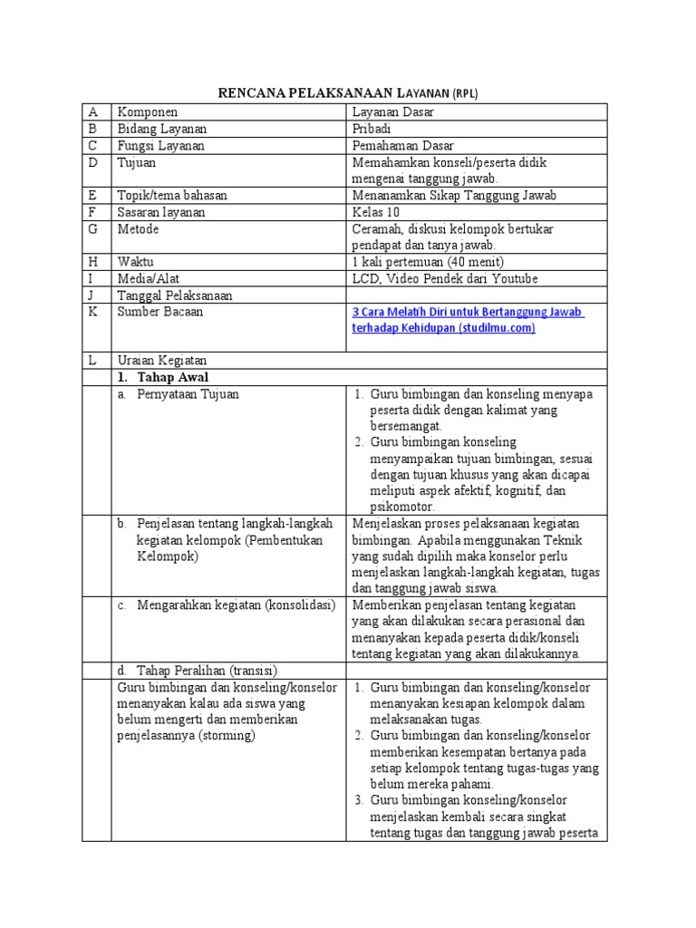 RPL - LAYANAN - BIMBINGAN - KELOMPOK Bidang Pribadi | PDF