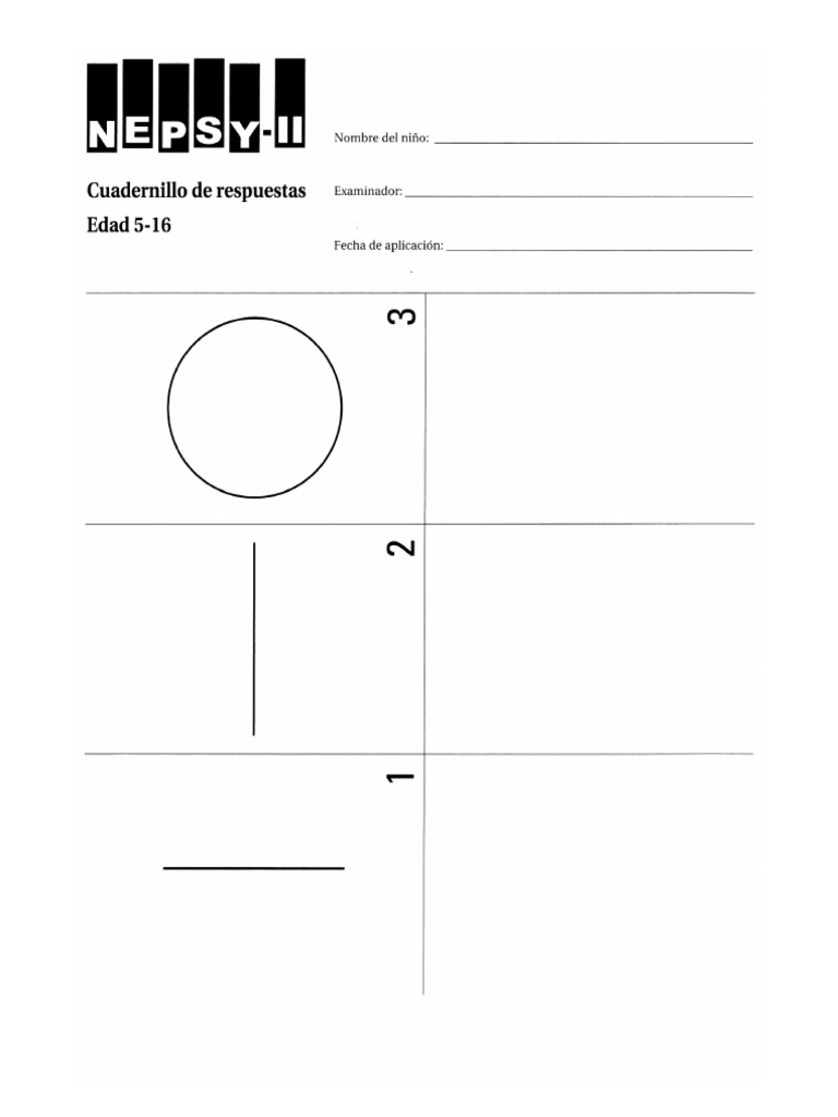 Nepsy Ii Cuadernillo 5-16 Alta | PDF