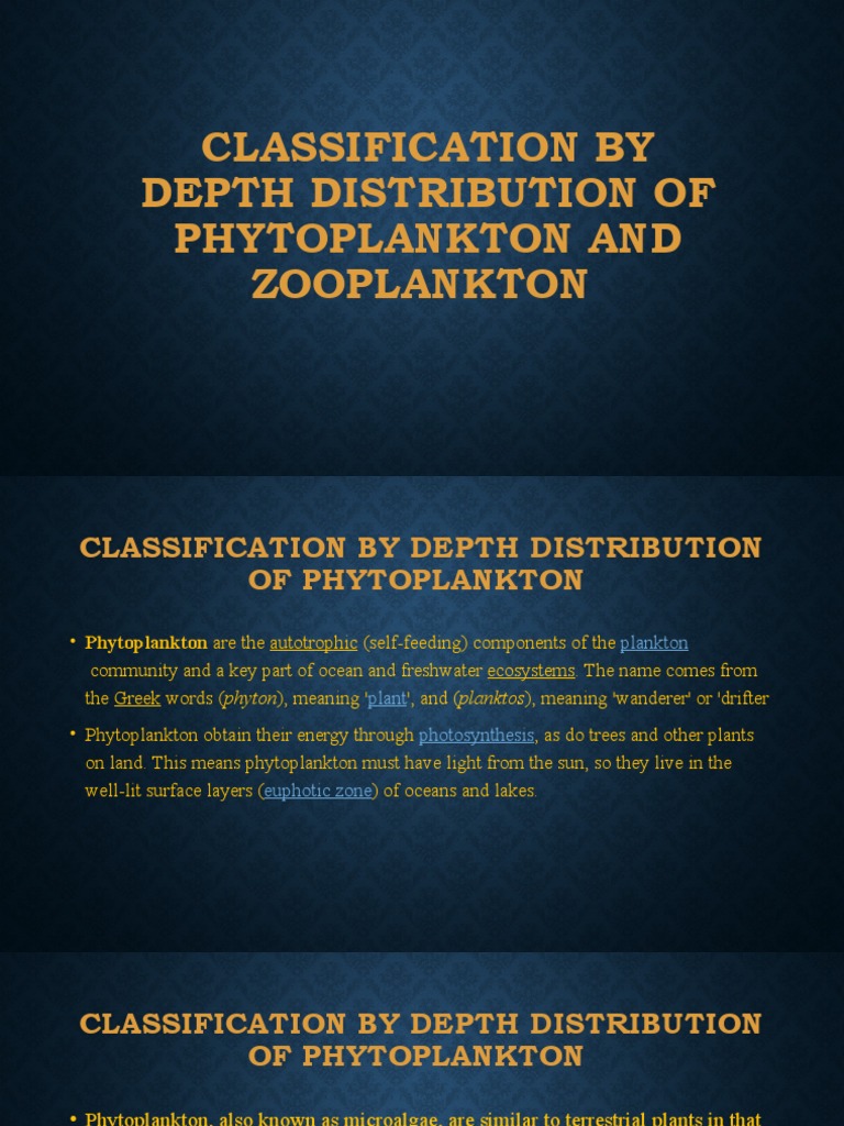 Classification by Depth Distribution of Phytoplankton and Zooplankton ...