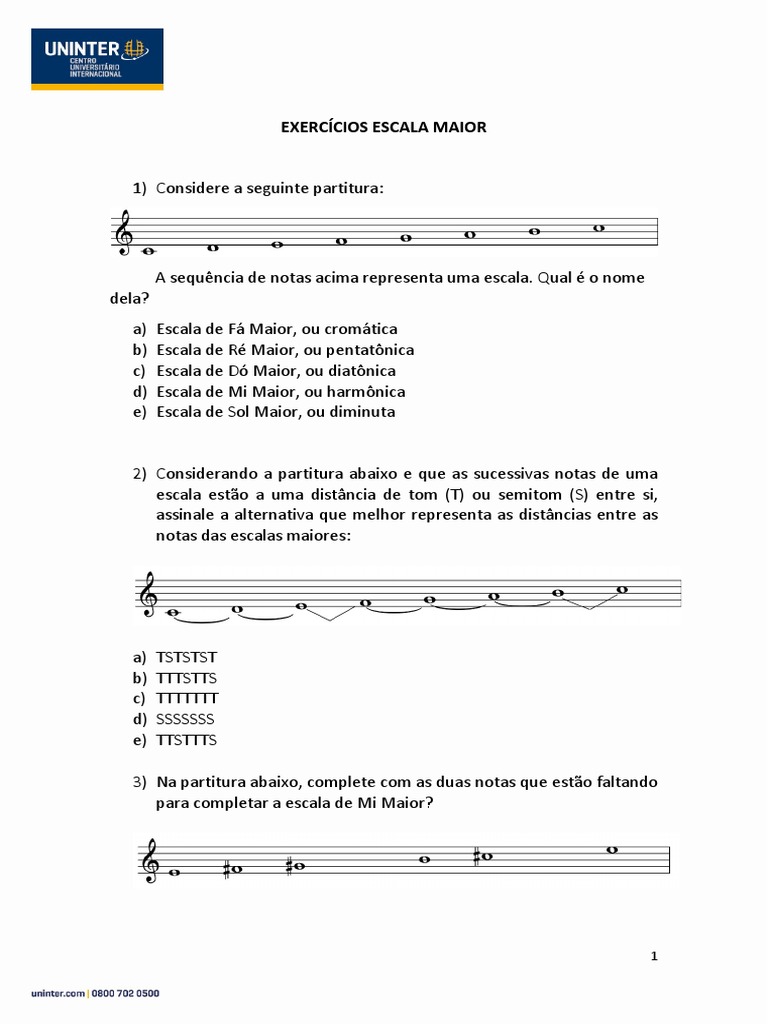 Exercicios Escala Maior As 19022020 | PDF