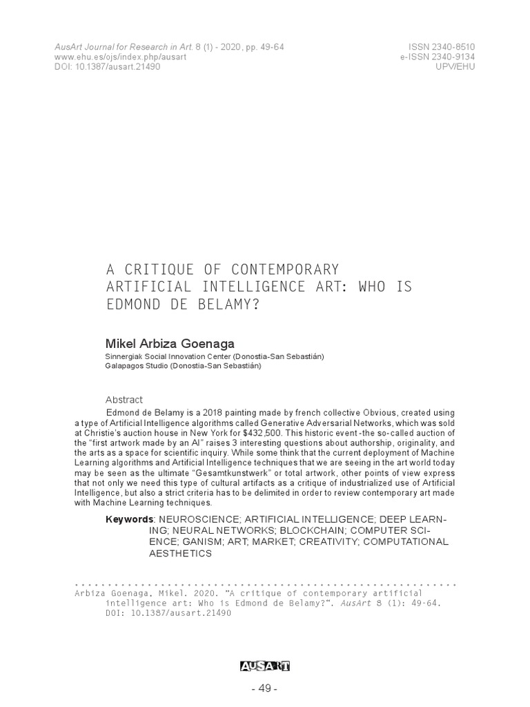 A Critique of AI Art | PDF | Artificial Intelligence | Intelligence (AI ...