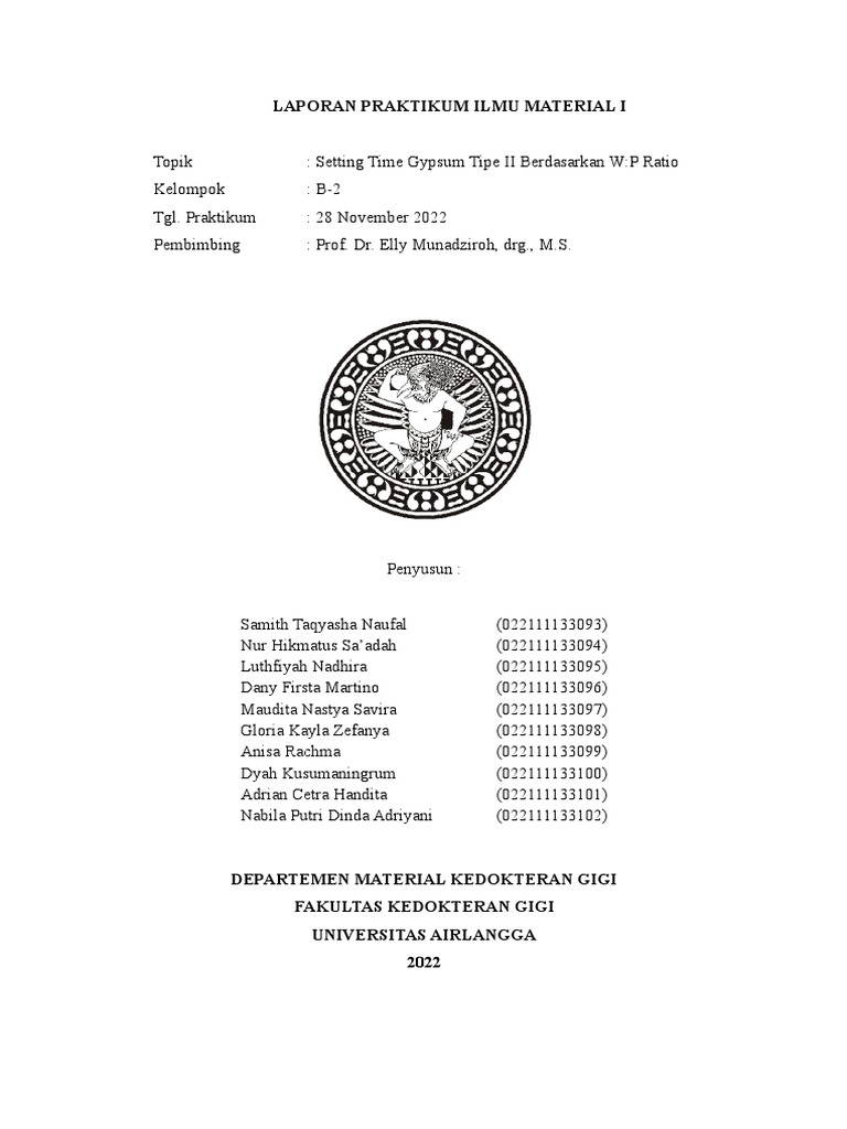 Setting Time Gypsum Tipe II Berdasarkan W:P Ratio | PDF