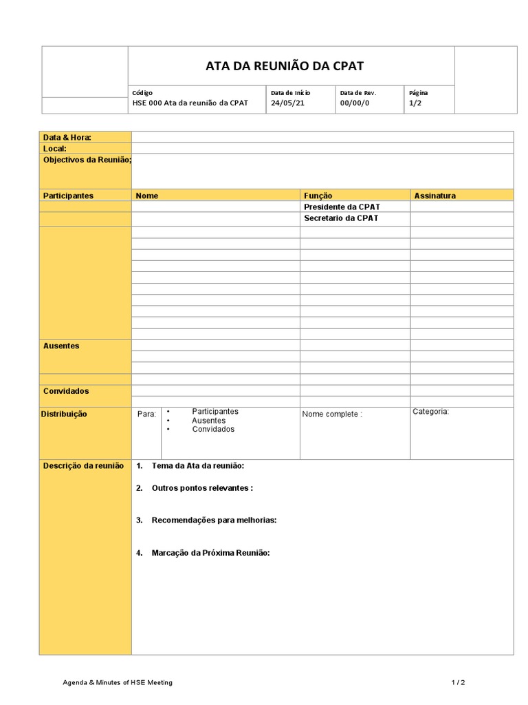 Acta Da Reunião Da CPAT | PDF