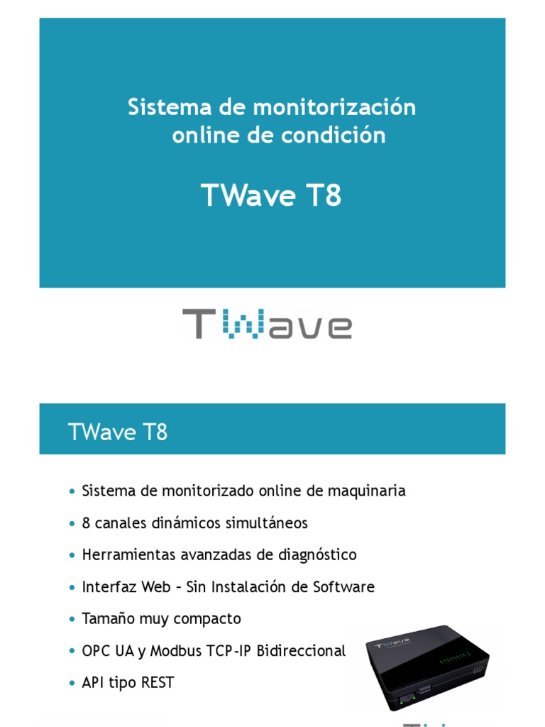 Sistema de monitorización online TWave T8: Características técnicas y funcionalidades | PDF ...
