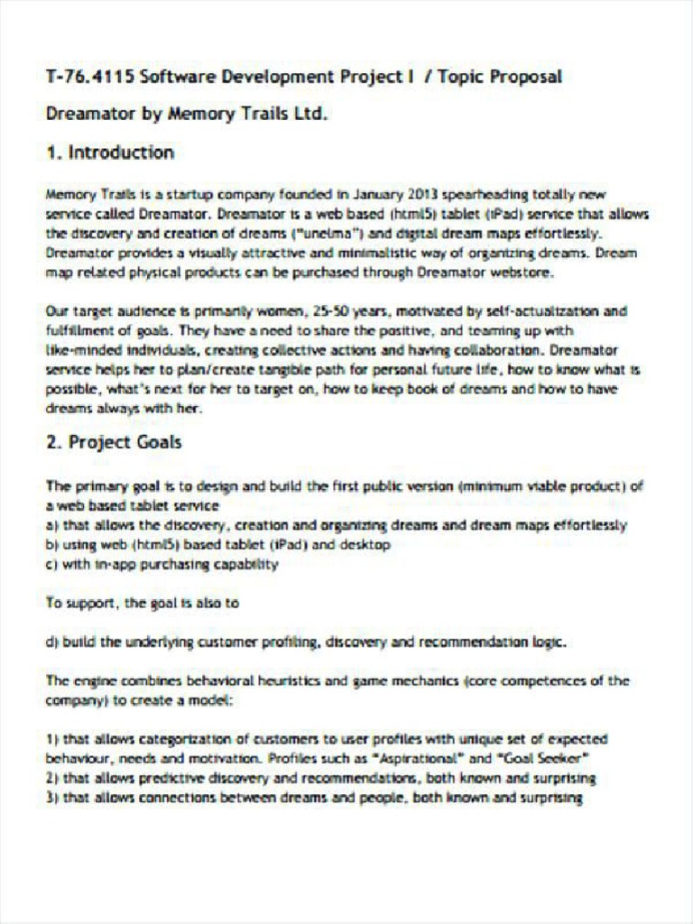 Software Project Proposal Document Example | PDF