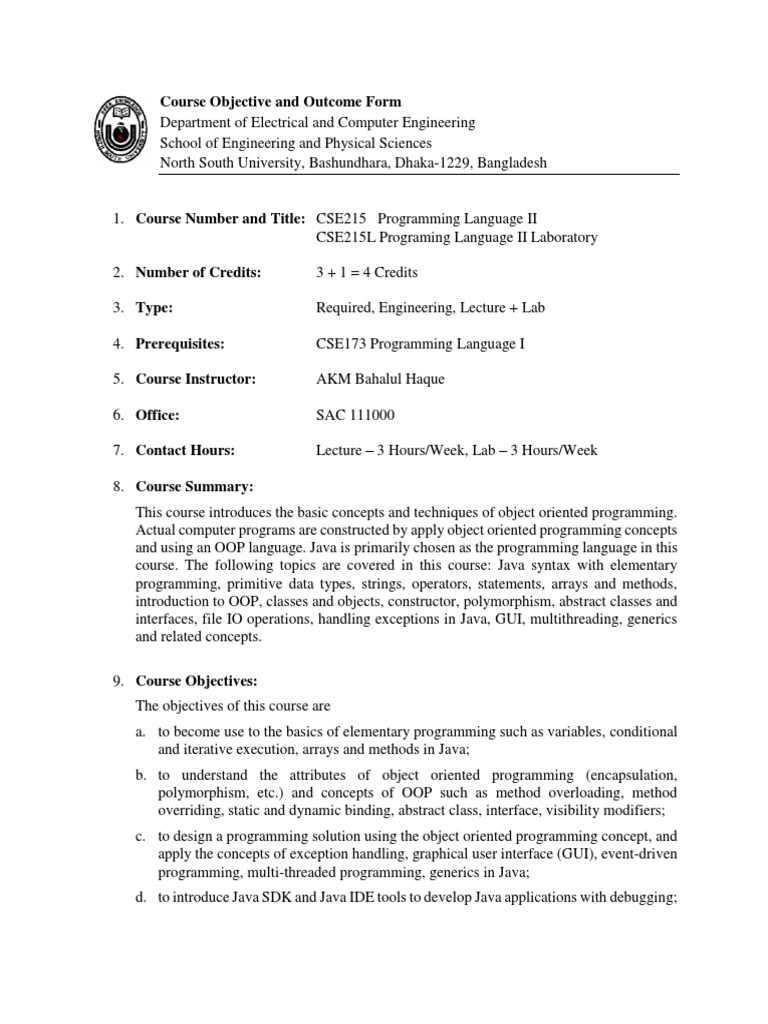 CSE215 Taken | PDF | Method (Computer Programming) | Object Oriented Programming