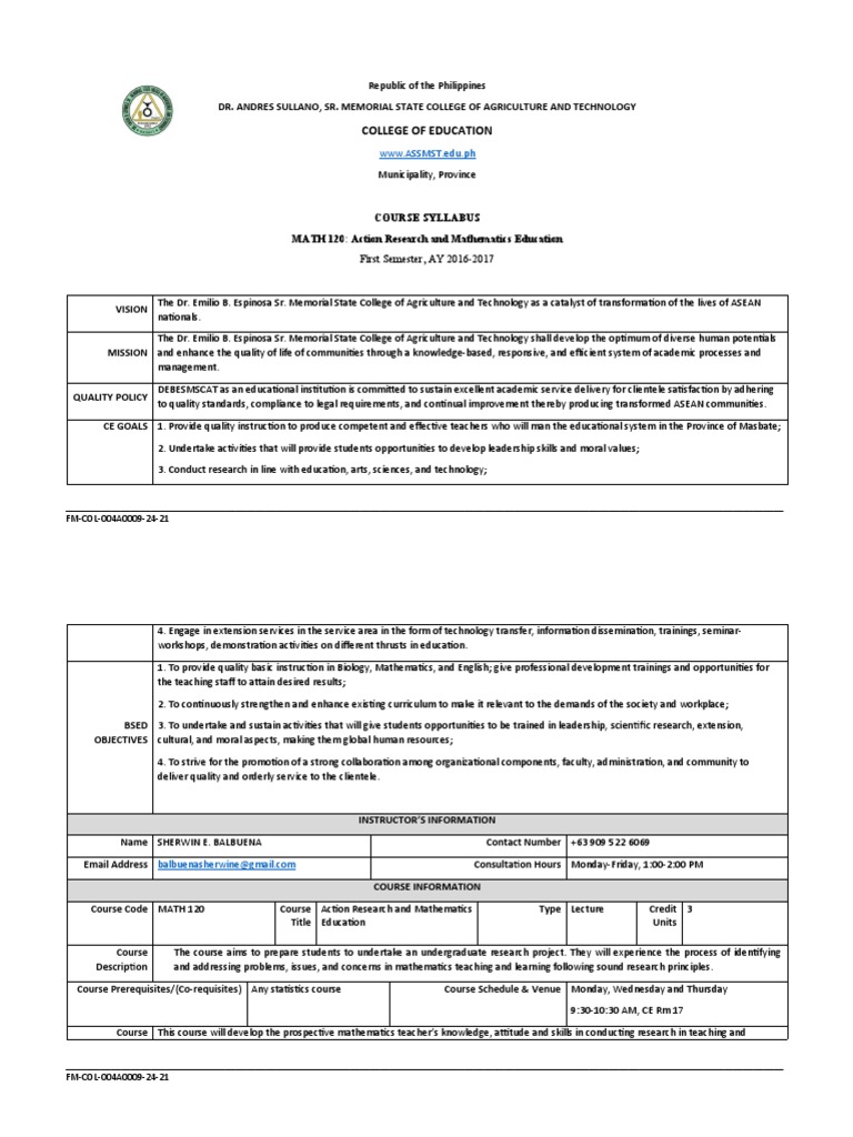 03-OBE Syllabus Sample | PDF | Teaching Method | Statistics 03-OBE Syllabus Sample | PDF | Teaching Method | Statistics