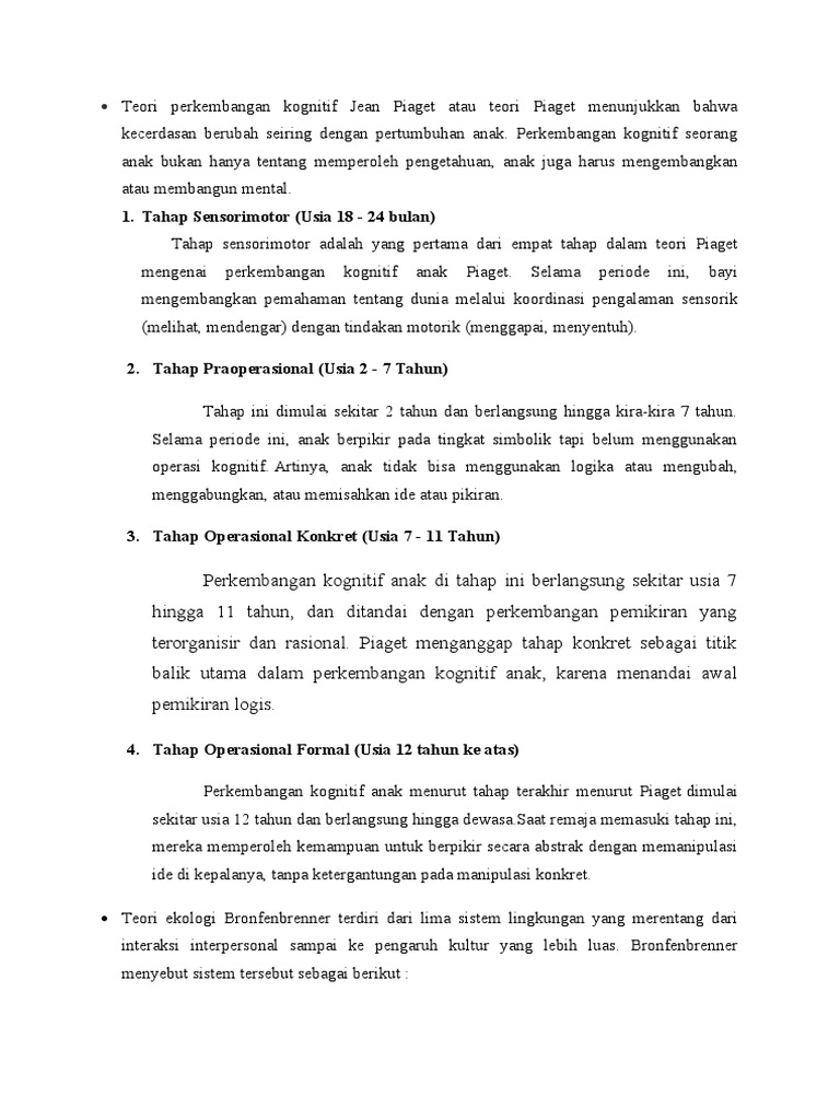 Teori Perkembangan Kognitif Jean Piaget Atau Teori Piaget Menunjukkan ...