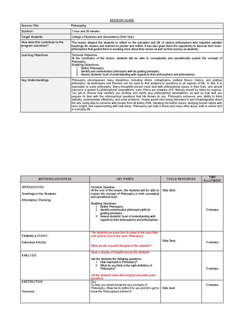 Session Guide (Cba) - Philosophy | PDF | Concept | Psychology