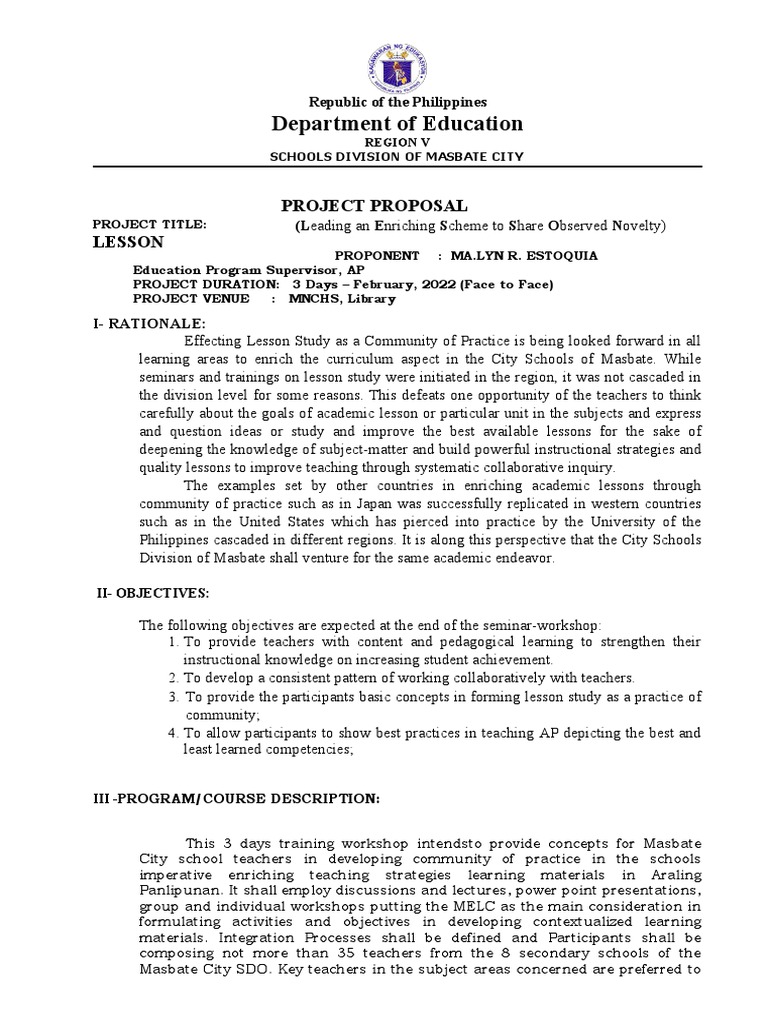 Project LESSON New | PDF | Teachers | Curriculum