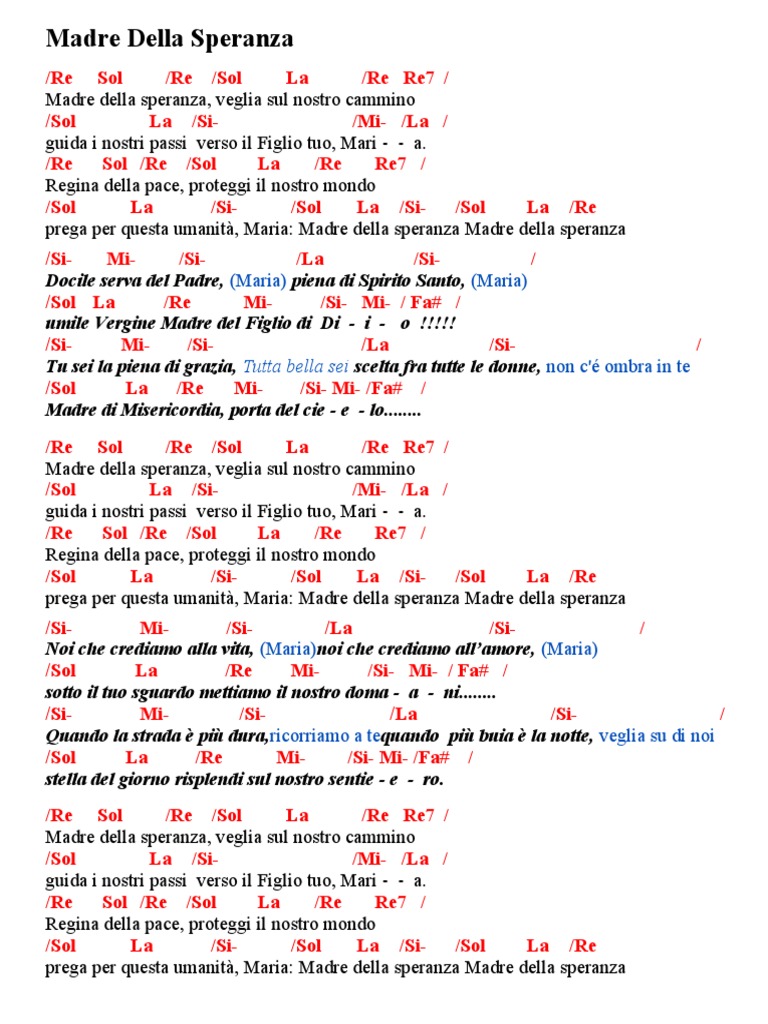 Madre Della Speranza | PDF