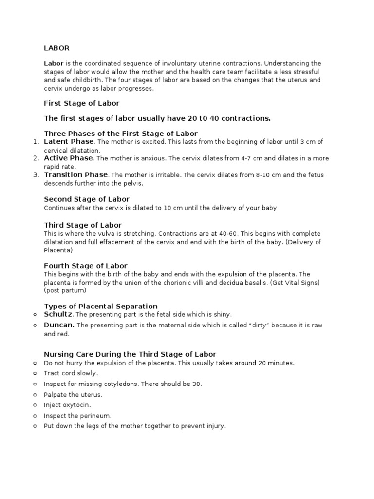 Stages of Labor | PDF | Placenta | Childbirth