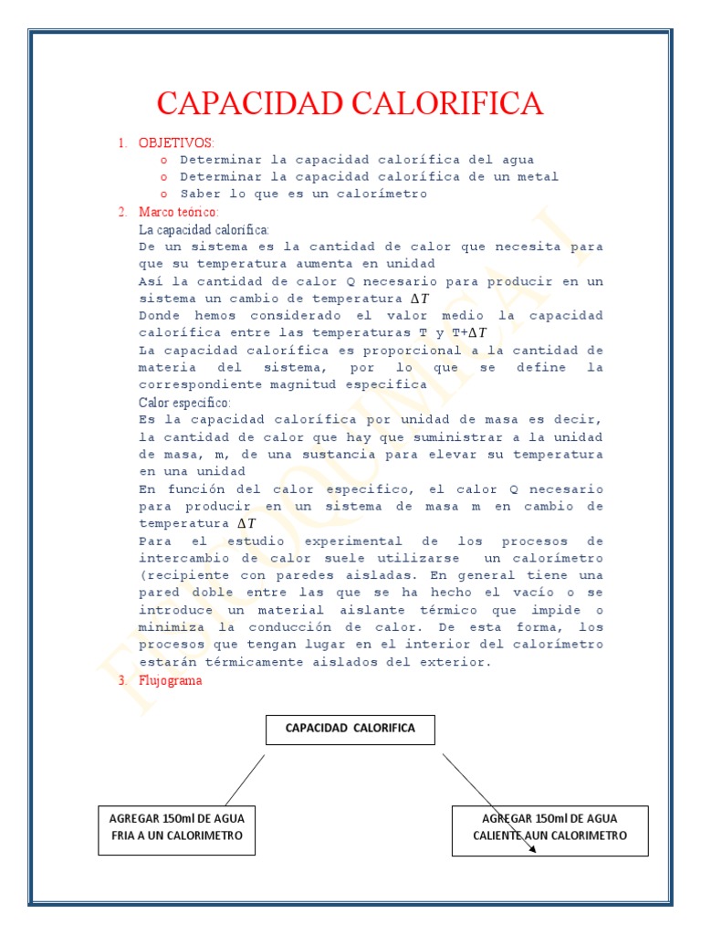 Capacidad Calorifica | PDF | Capacidad calorífica | Calor