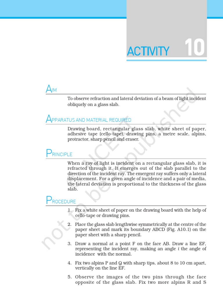 Section B Activities 4 Pdf Refraction Angle