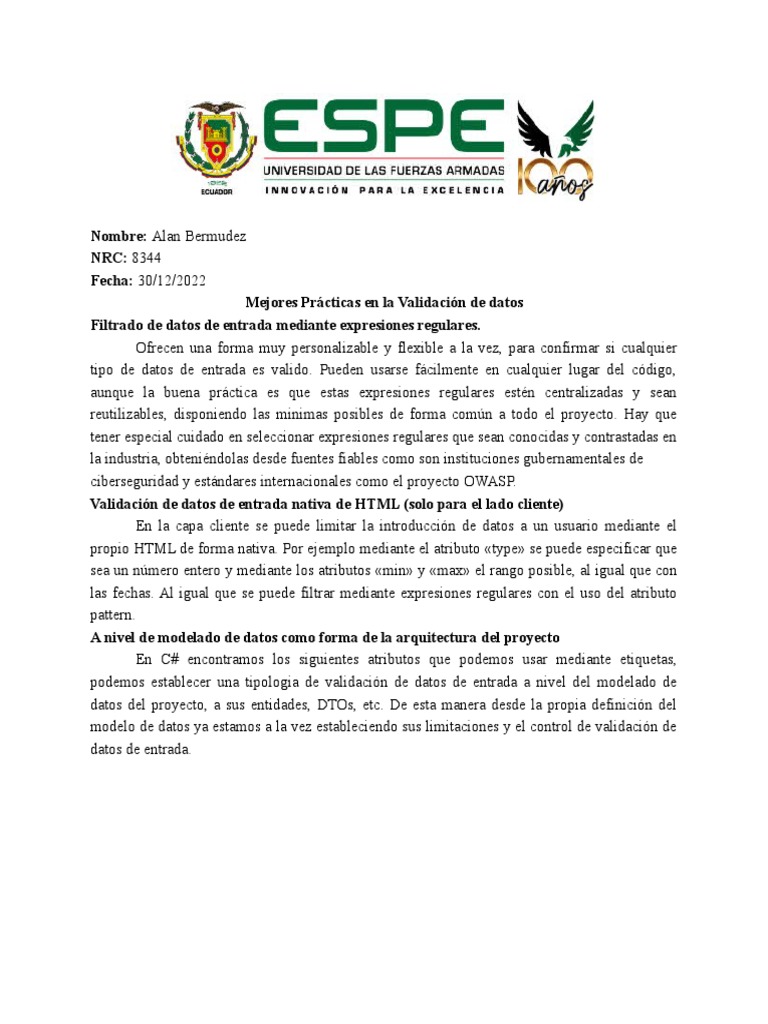 Alan Bermudez Validacion Datos Entrada | PDF | Expresión regular | HTML