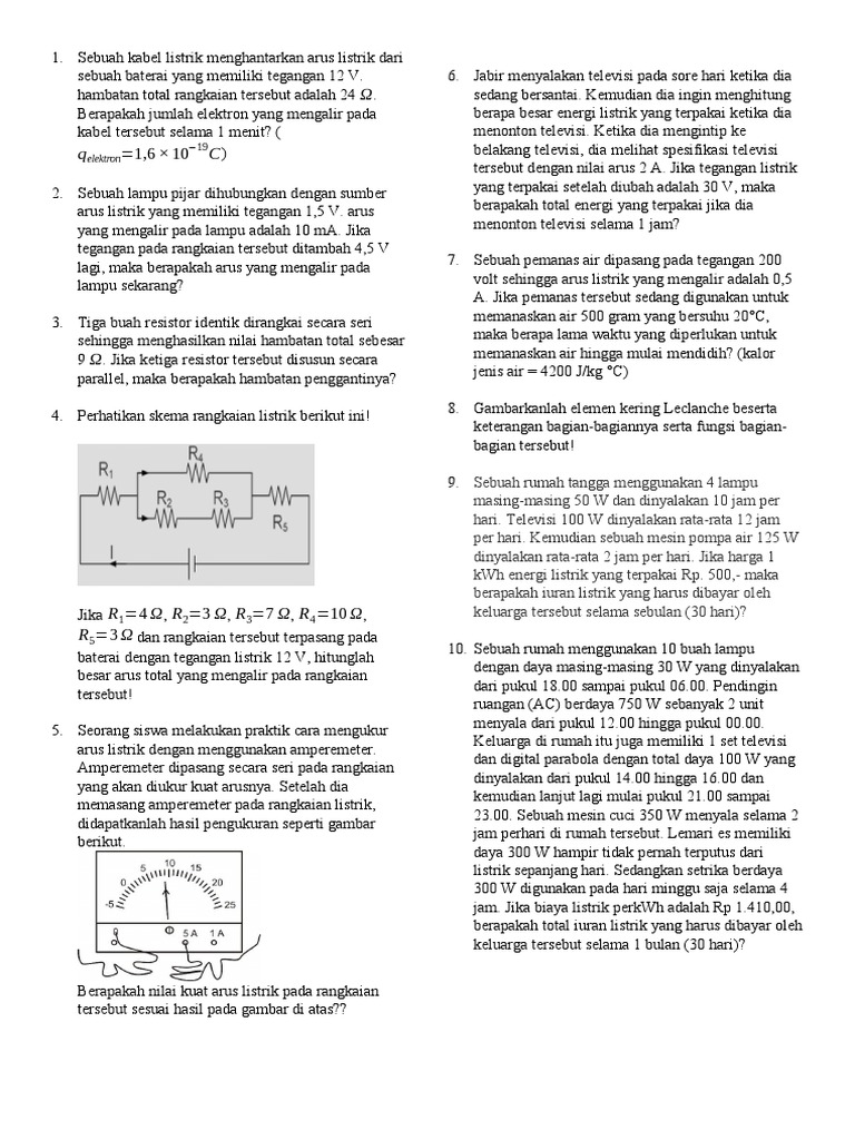 Soal Latihan Bab Listrik Dinamis | PDF