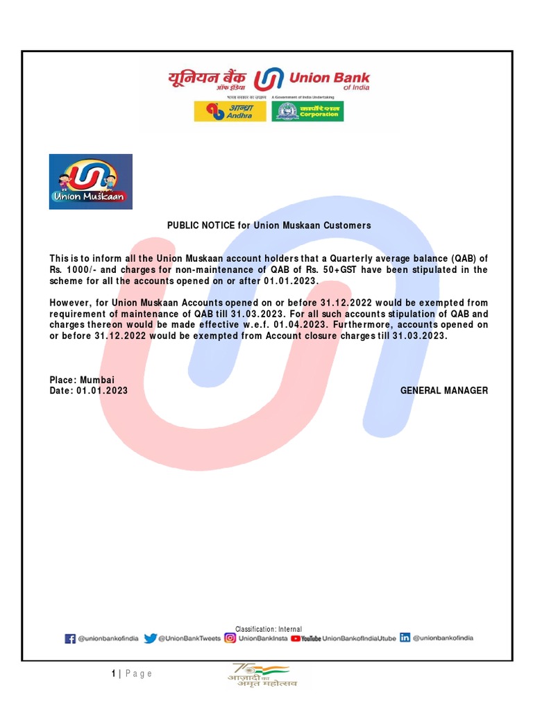 Notice Union Muskaan | PDF