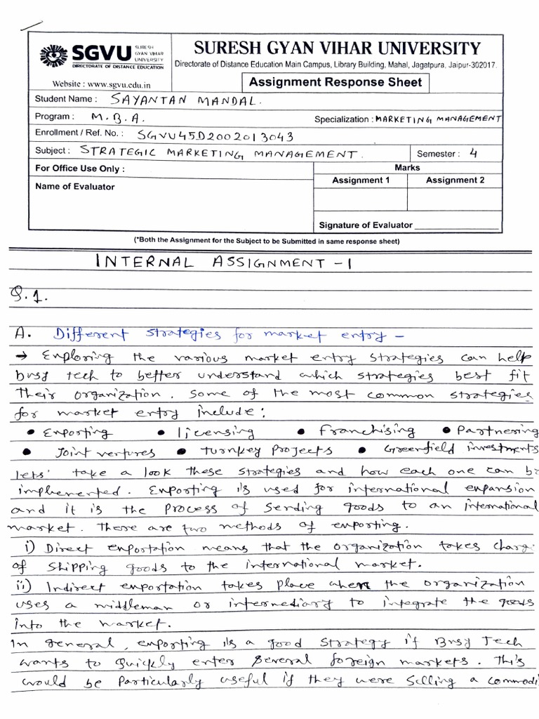 Sgvu 4th Semester Assignment - Strategic Marketing Management | PDF