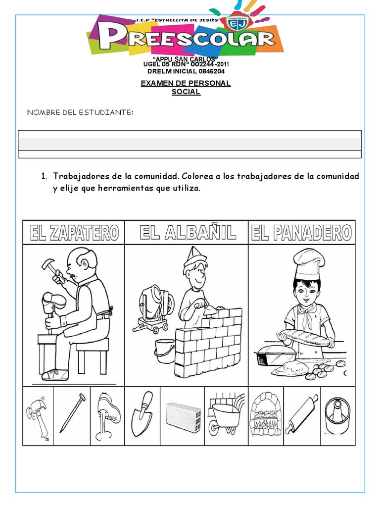 Examen de Personal Social 5 Años | PDF