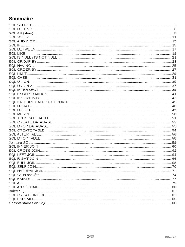 Coursrequete SQL | PDF | SQL | Gestion informatique