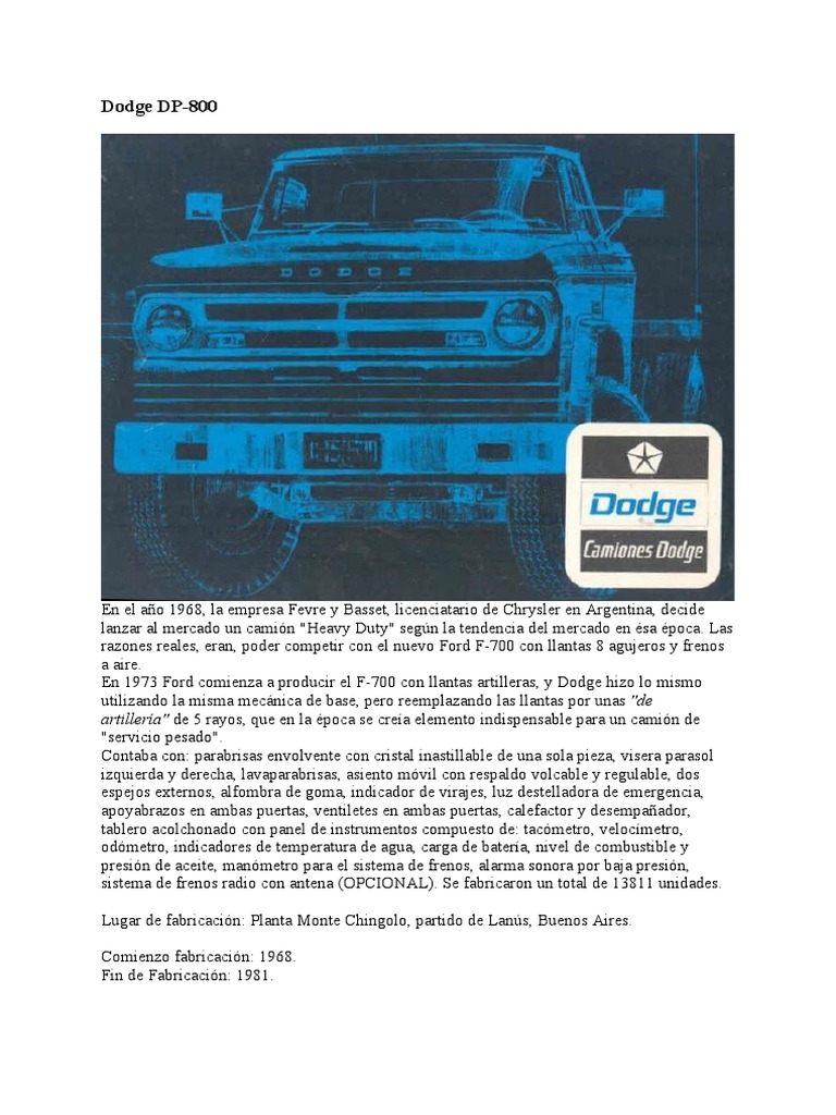 Dodge DP 800 | PDF | Camión | Engranaje