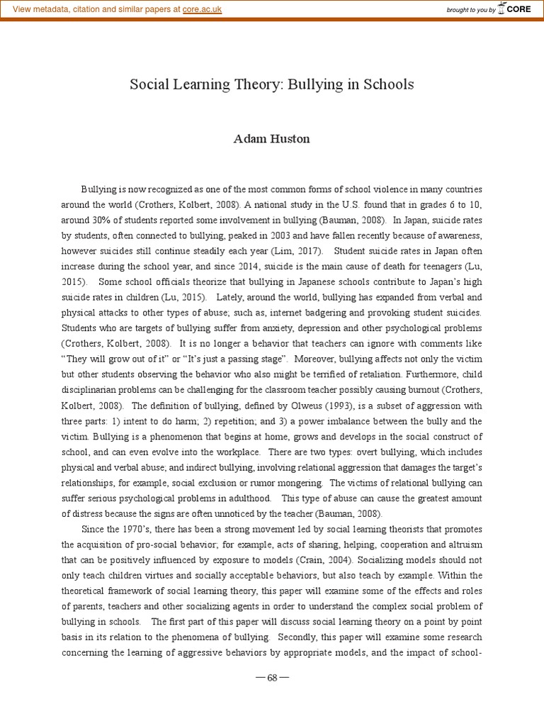 Examining the Role of Social Learning Theory in Understanding and ...