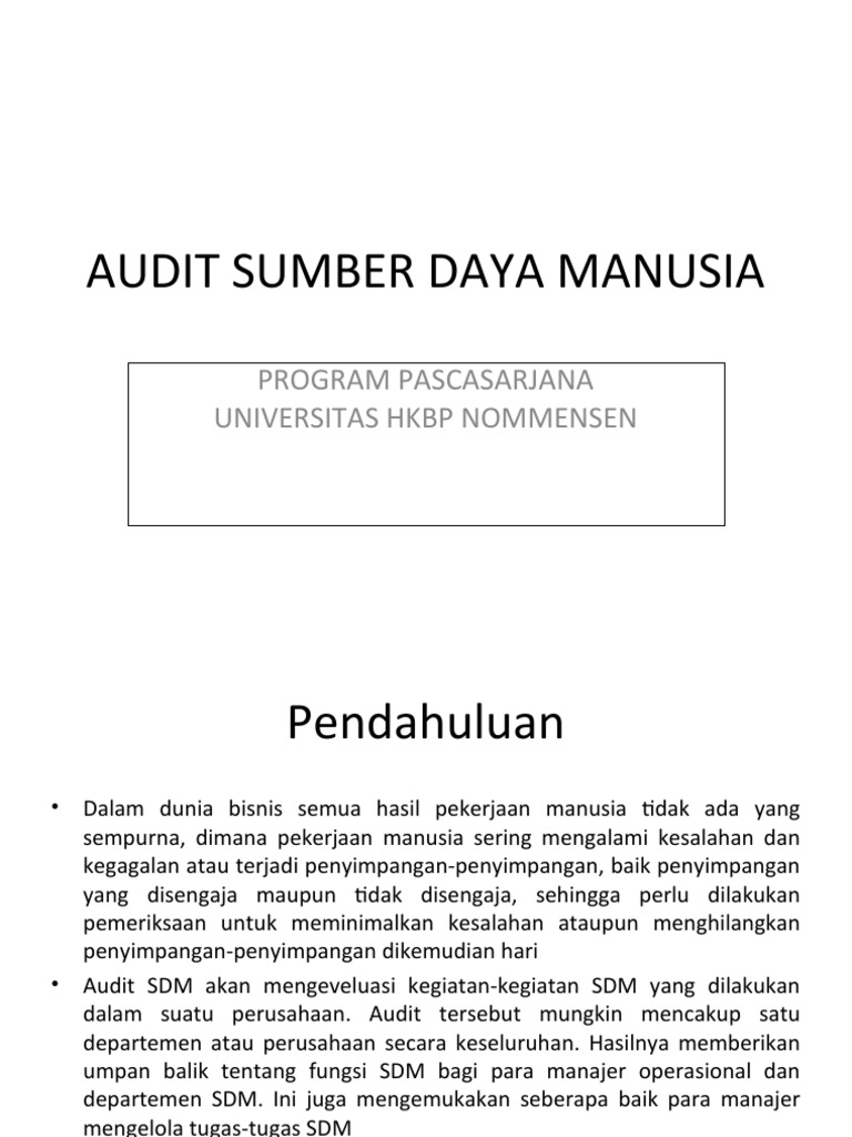 Audit Sumber Daya Manusia | PDF | Karier & Perkembangan | Pengembangan Diri
