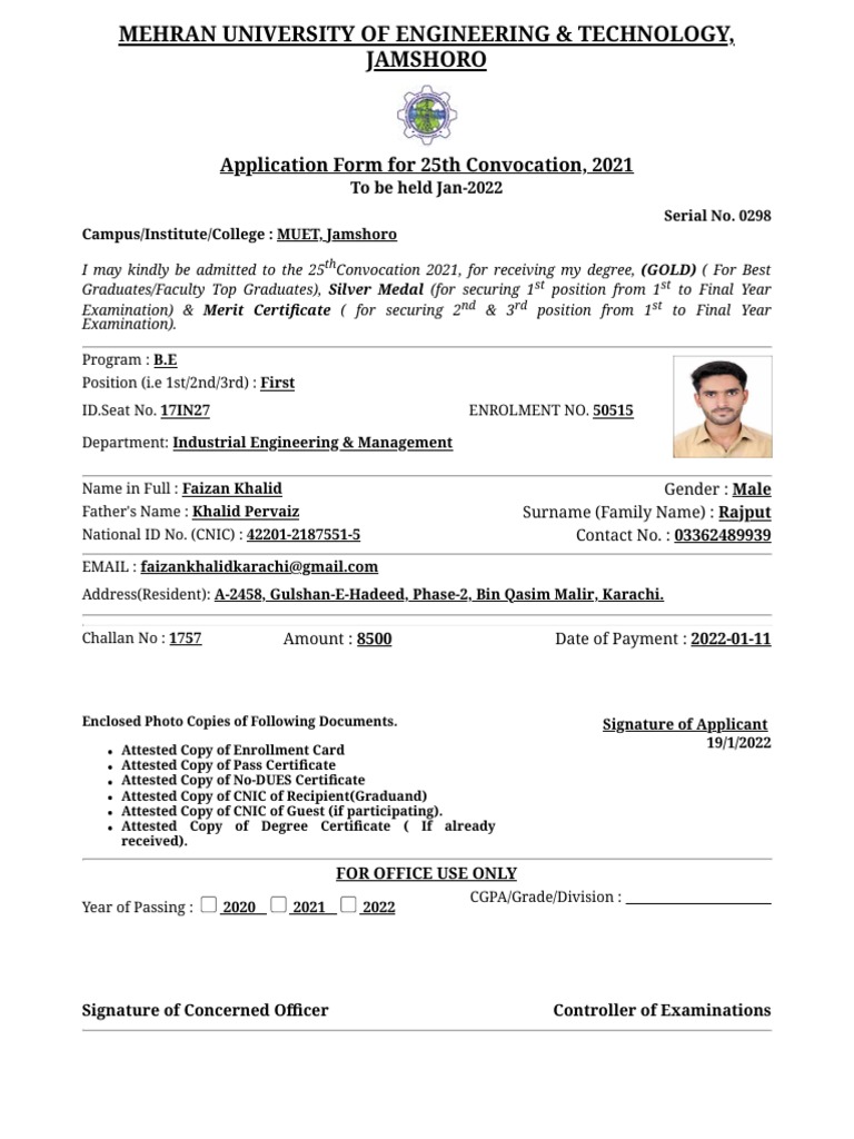 Convocation Form | PDF