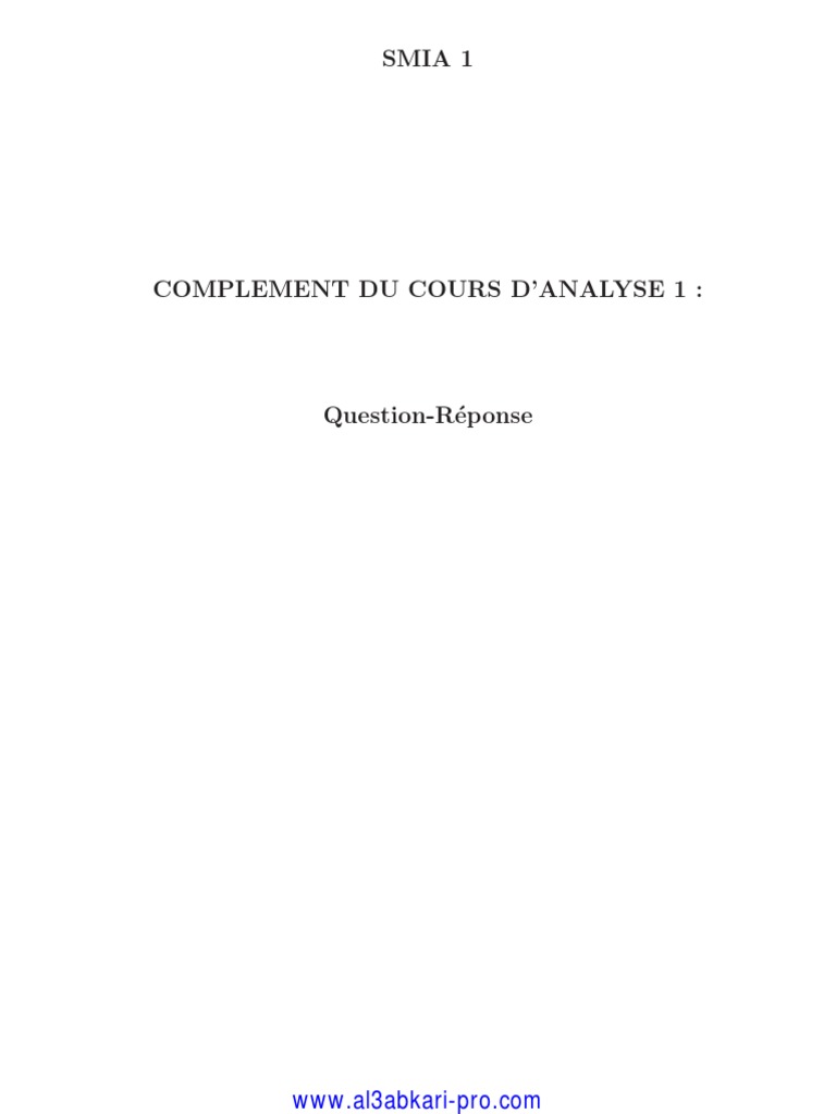 Cours Compléments D'analyse 1, SMIA S1 | PDF