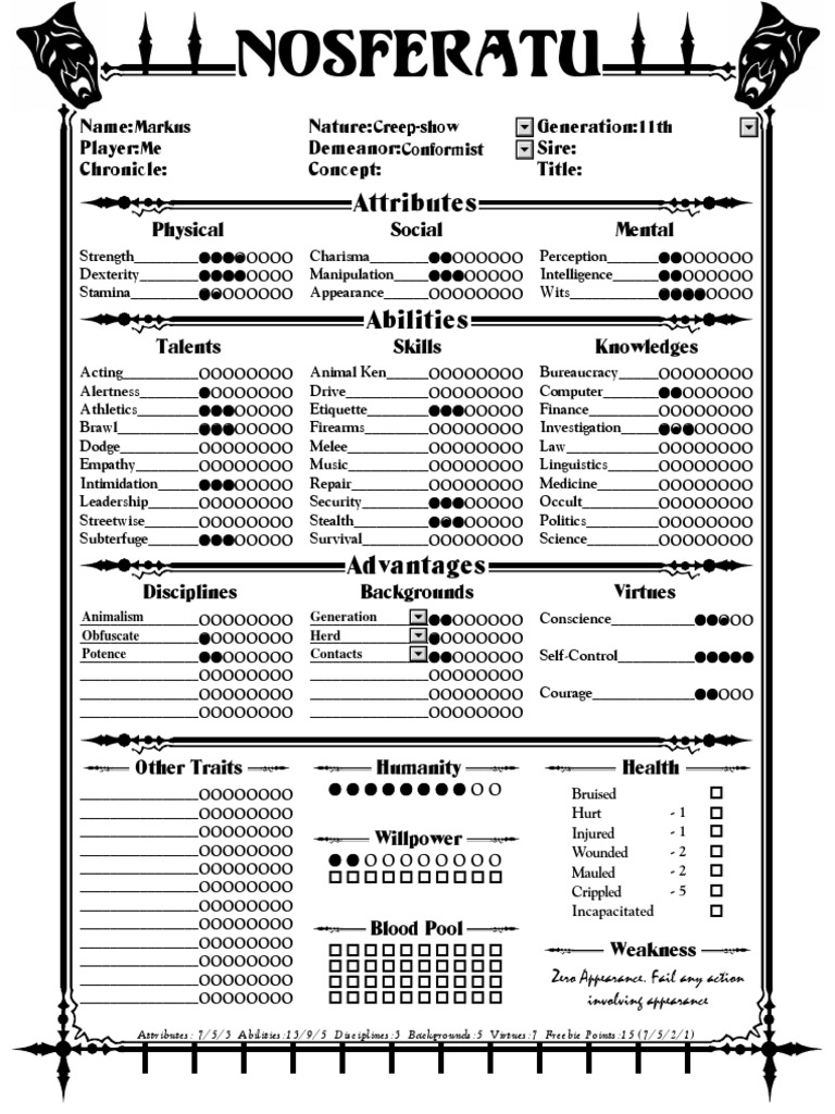 Nosferatu Sheet | PDF