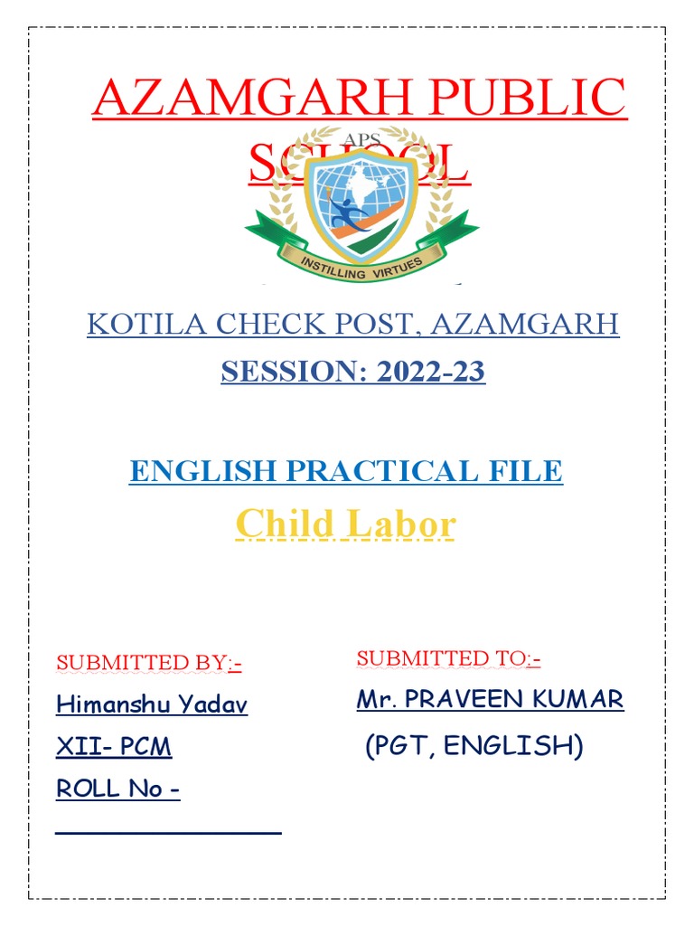 CHILD LABOR English Project | PDF | Child Labour | International Labour ...