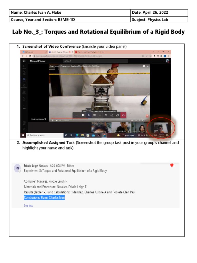 Lab - No3 - Torques and Rotational Equilibrium of A Rigid Body - Flake | PDF