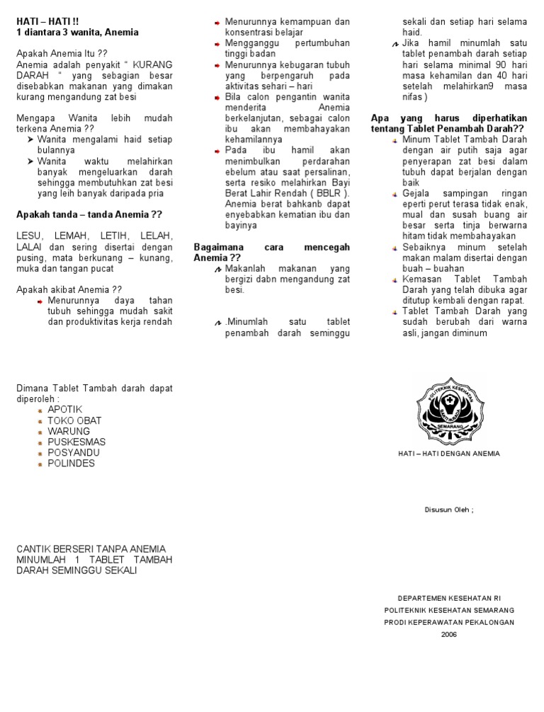 Leaflet Anemia | PDF
