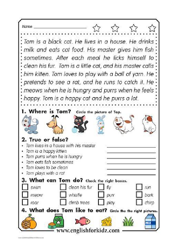 Reading Comprehension Worksheets For Grade 4 | PDF