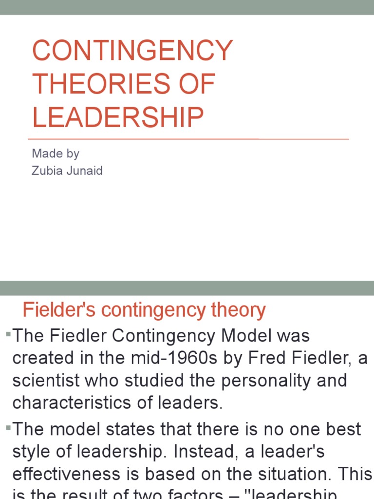 Contigency Theories of Leadership | PDF | Leadership | Psychology
