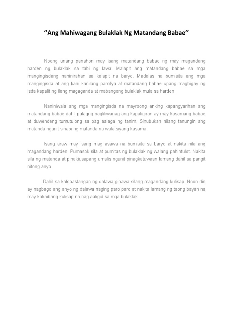 Ang Mahiwagang Bulaklak NG Matandang Babae | PDF