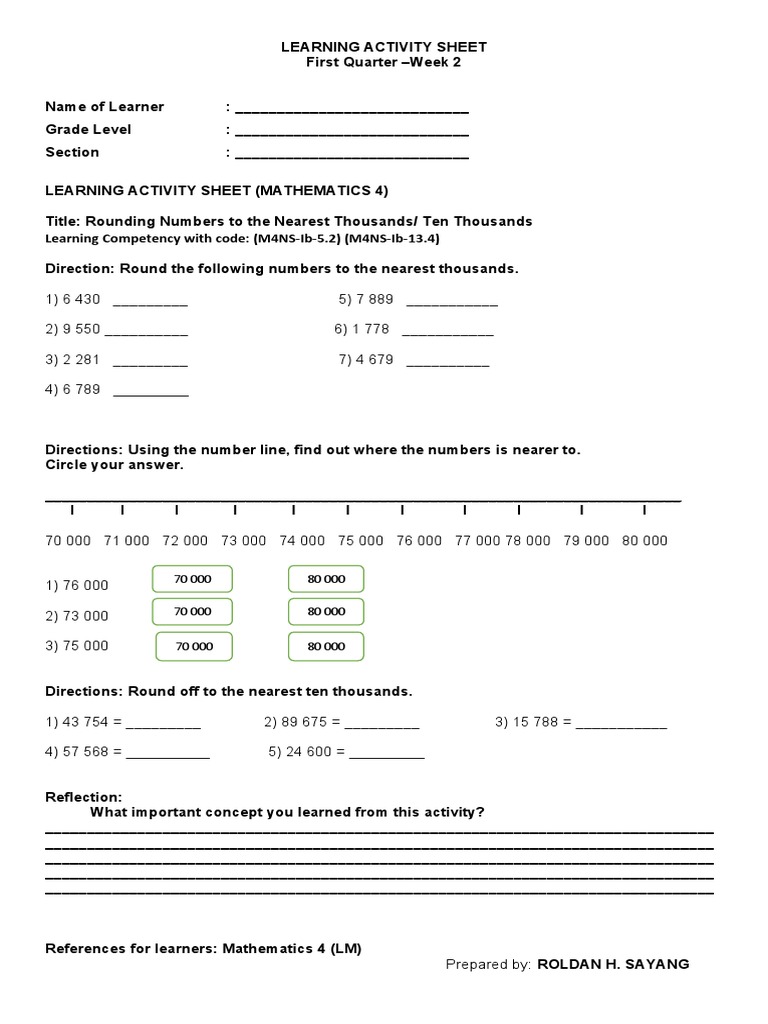 LEARNING ACTIVITY SHEET Week 2 Math | PDF | Teaching Methods & Materials | Technology & Engineering